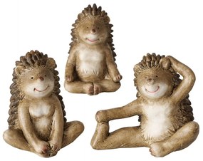Zahradní figurka z polyresinu Hugy, sada 3ks, 8 cm, hnědá