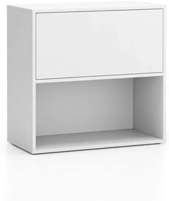 PLAN Kancelářský policový regál LAYERS, krátký, 1 box, 800 x 400 x 777, bílá