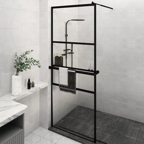 Zástěna do průchozí sprchy s policí černá 80x195 cm ESG/hliník,  3185447