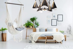 Toolight - Skandidávská závěsná lampa 5-ramenná 5xE27 60W APP442-CP, černá-hnědá, OSW-03696