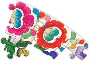 EEBOO Kulaté puzzle Modrý a žlutý ptáček / 500 dílků / průměr 58,5 cm