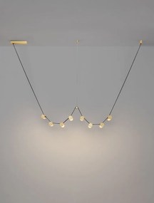 Hliníkové LED stmívatelné závěsné svítidlo v mosazné barvě se skleněným stínidlem Luma – Nova Luce