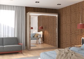 ADRK Furniture Posuvná skříň se zrcadlem a LED osvětlením ETTORE 180 SW-ETT-T-180+L-V285