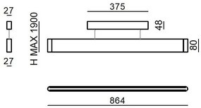Linea Light 9196M Satori_P, černé závěsné svítidlo se svícením nahoru/dolu, 25W LED 2700K stmívatelné DALI/PUSH, délka 86cm