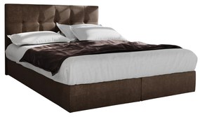 Manželská postel Boxspring 140 cm Porto Comfort (tmavě hnědá) (s matrací a úložným prostorem). 1056301