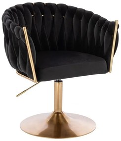 LuxuryForm DESIGN Otočná židle NORDEN VELUR na zlatém talíři - černá