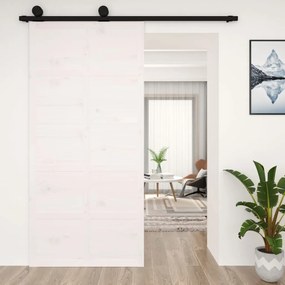 Posuvné dveře bílé 100 x 1,8 x 214 cm masivní borové dřevo - Default Title