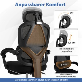 Costway Kancelářské křeslo ergonomické se zasouvací opěrkou nohou psací židle