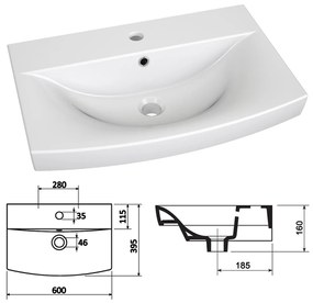Koupelnový nábytek Belini Premium Full Version bílý lesk / černý lesk
+ umyvadlo + zrcadlo + LED osvětlení Glamour 103