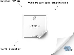 KASEIN - Samolepka na dózu pro fitness doplňky - DomaLEP tvar: ČTVEREC, barva: PRŮHLEDNÁ - ČERNÉ písmo, velikost: š. 5 cm x v. 5 cm - tučné písmo