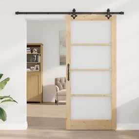 Posuvné dveře ORKDAL 93 x 211 cm Masivní borové dřevo a sklo 3332205
