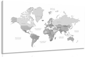 Obraz černobílá mapa světa ve vintage vzhledu