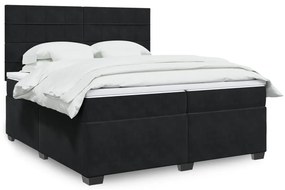 Box spring postel s matrací černá 200x200 cm samet 3293304