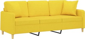 3místná pohovka s polštáři světle žlutá 180 cm textil 3200922