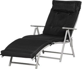 Skládací plážový lehátko Outsunny se záhlavníkem a polštářem, polohovatelný se 7 polohami opěrky, zahradní lehátko pro relaxaci, nosnost až 165 kg, pr