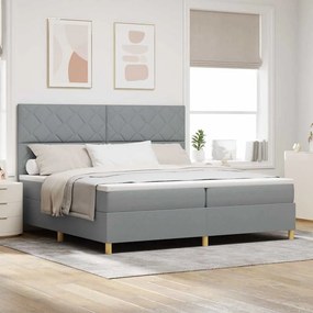 Postel s boxspringem s čelo Světle šedá 200 x 200 cm textil 3339721