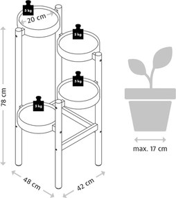 STOJAN NA KVĚTINÁČ WBAMB4 78X48X42 CM BÍLÁ/HNĚDÁ