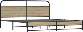Kovový rám postele bez matrace kouřový dub 200 x 200 cm 3318677