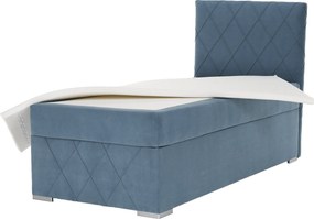 Boxspringová postel, jednolůžko, modrá, 90x200, pravá, PAXTON