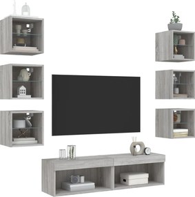 8dílná obývací stěna s LED šedá sonoma kompozitní dřevo 3216638