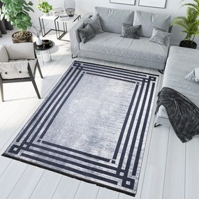 Šedý trendový koberec s protiskluzovou úpravou a geometrickým vzorem Šířka: 160 cm | Délka: 230 cm