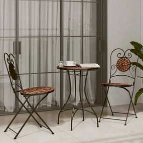 Mozaikový bistro set terakotový železo a keramika 3216352