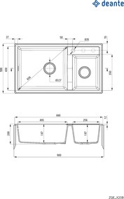 Deante Dřez Eridan 2 komory, granit - ZQE A20B alabastr