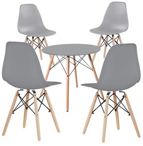 4 ks moderních jídelních židlí se stolem, více barev - šedá