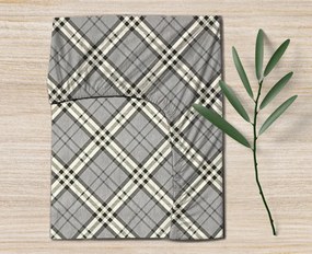 Ervi Bavlněné napínací prostěradlo - Grey Tartan