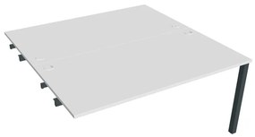 Dvojstůl pracovní řetězící rovný 160×160 cm - Hobis Uni USD 1600 R Dekor stolové desky: bílá, Barva nohou: černá
