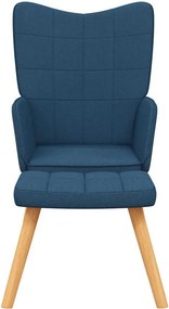 Relaxační křeslo se stoličkou modré textil 327934
