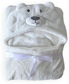 Fleecová zvířátková deka s kapucí Motiv: bílý medvídek
