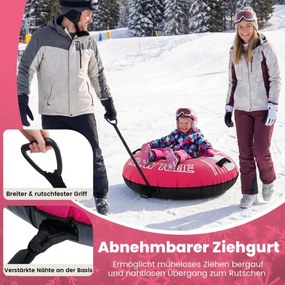 Costway Nafukovací zimní pneumatika s tažnou šňůrou a rukojetí Snowtube – růžový