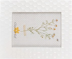 Bílý antik fotorámeček s dekorem plástve - 19*1*24 cm / 13*18 cm