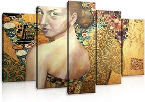 Obraz 100x60 modulární polyptych bez rámu zlatý Klimt moderní vzory