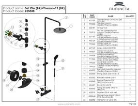 Rubineta Sprchový set s termostatickou baterií THERMO-15 OLO Černá  - OLBA625038