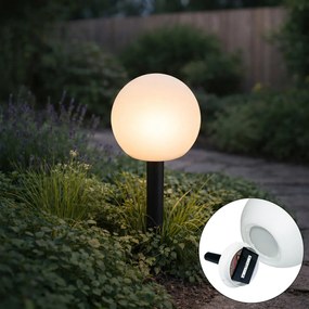 Venkovní lampa bílá 20 cm vč. LED IP44 solární RGBW - Ludger