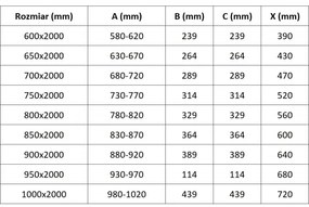 Mexen Exo, skládací dveře do otvoru 100x200 cm, 6mm čiré sklo, černý profil, 816-100-000-70-00