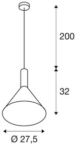 SLV 1002949 Phelia 275, kónické závěsné svítidlo 1xE27, černá/zlatá, průměr 27,5cm