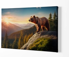 Obraz na plátně - Medvěd Grizzly se rozhlíží po krajině FeelHappy.cz Velikost obrazu: 120 x 80 cm