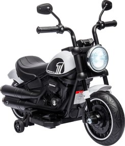 Dětská motorka HOMCOM - Elektrická motorka pro děti s 2 odnímatelnými tréninkovými koly, 3 km/h, pro děti od 1,5 do 3 let, Bílá, 76 x 42 x 57 cm | Aos