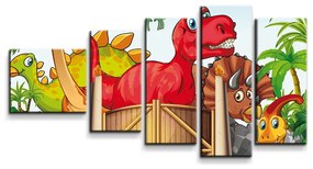 Sablio Obraz - 5-dílný Dinosauři 4 - 100x60 cm