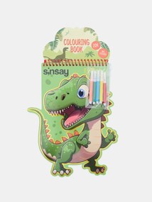 Sinsay - Omalovánka s fixami a samolepkami s motivem dinosaura 7 pack - zelená