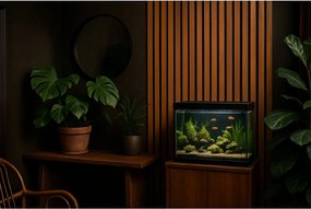 3D Dřevěné lamely na zeď na filci 275x46cm - Ořech TOSKÁNSKÝ