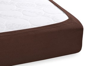 Froté napínací prostěradlo na extra vysokou matraci FR-026 Čokoládově hnědé 100 x 200 - výška 40 cm