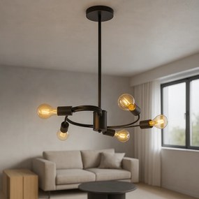 Toolight - Stropní svítidlo 5xE27 60W APP739-5CP, černá, OSW-01104
