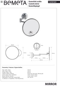 Bemeta Design OMEGA: Kosmetické zrcátko, ø 140 mm, jednostranné - 112101521