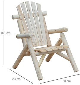 Outsunny Adirondack zahradní židle zahradní křeslo dřevěná židle s vysokým opěradlem a područkami jedlové dřevo přírodní 83 x 68 x 101 cm | Aosom