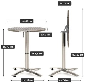 Bistro stůl, kulatý, skládací, 60 cm