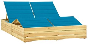 Dvojité lehátko s modrými poduškami impregnovaná borovice,  3065988
